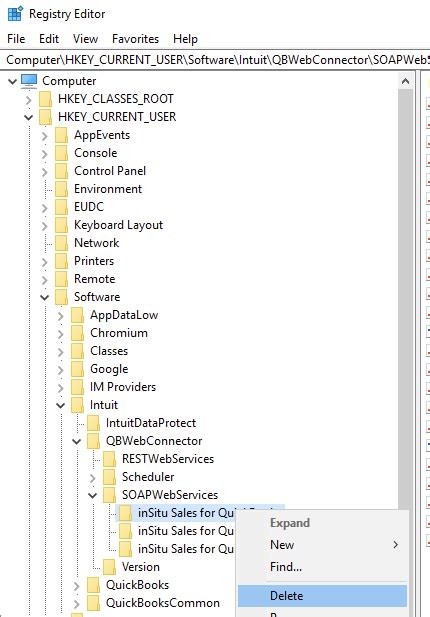 How Do I Delete A Connection From The Web Connector Insitu Sales