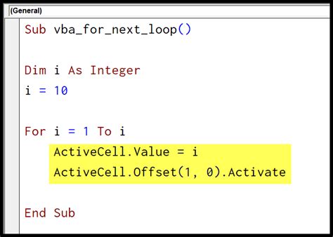 VBA FOR LOOP For Next For Each The Guide Examples