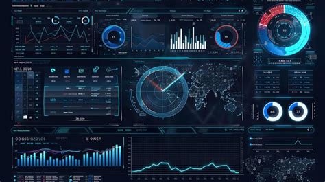 Futuristic Digital Interface With Data Visualizations And World Map Premium Ai Generated Image