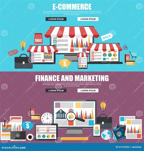 Flat Design Concepts For E Commerce Marketing And Strategy Analysis
