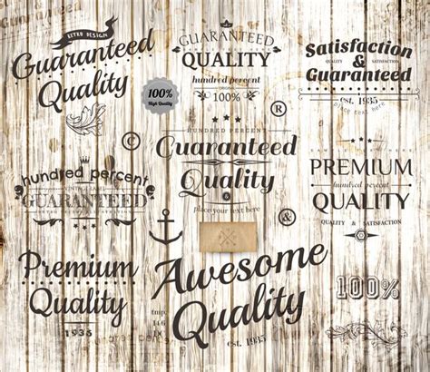 مجموعه وکتور عناصر طراحی خوشنویسی تزیین صفحه مجموعه لیبل تضمینی با