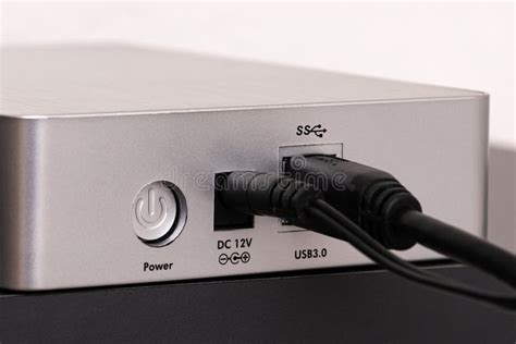 view of the hard drive from the side connected via the usb port stock