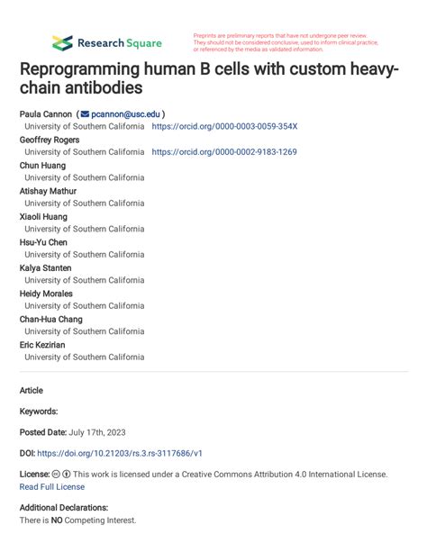Pdf Reprogramming Human B Cells With Custom Heavy Chain Antibodies