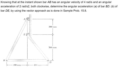 SOLVED Knowing That At The Instant Shown Bar AB Has An Angular