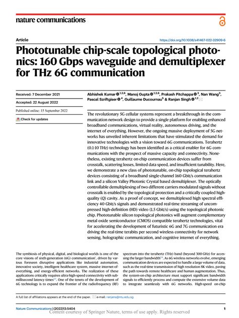 PDF Phototunable Chip Scale Topological Photonics Gbps Waveguide And Demultiplexer For