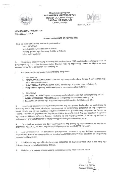Division Memorandum No. 246 s. 2019... - Deped Tayo Siquijor | Facebook