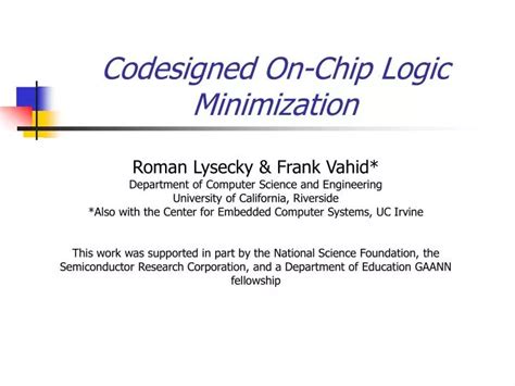 Ppt Codesigned On Chip Logic Minimization Powerpoint Presentation
