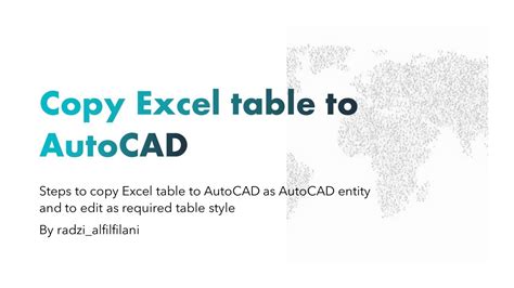 Copy Excel Table To Autocad As Editable Table Youtube