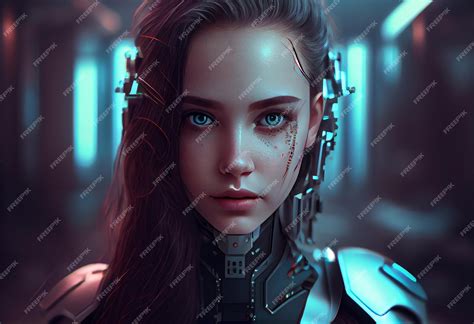 Artificial Intelligence A Humanoid Cyber Girl With Technology Smart Robot Ai Generate Ai