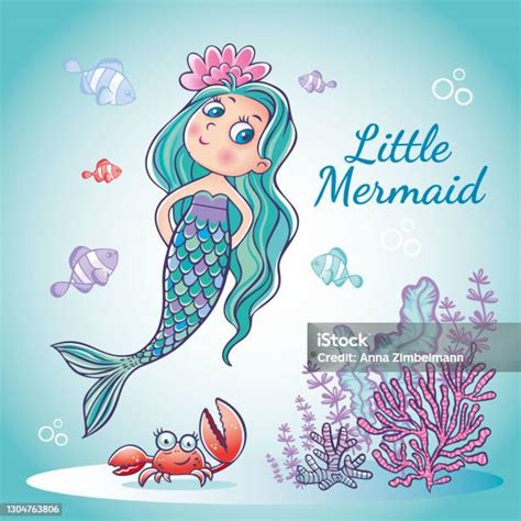 산호와 물고기 물거북이 해마 배경 색수 세계에 예쁜 인어 소녀 귀여운에 대한 스톡 벡터 아트 및 기타 이미지 귀여운 꼬리 디자인 Istock