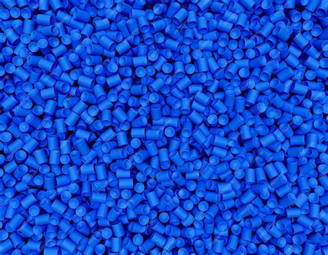 Pvc 플라스틱 과립 배경 폴리머 파란색 플라스틱 구슬 수지 폴리머 팔레트 플라스틱 수지 3d 프리미엄 사진