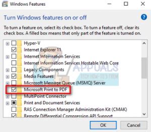 How To Add Or Remove Microsoft Print To PDF Appuals Com