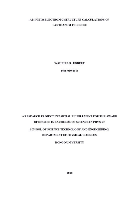 Pdf Ab Initio Electronic Structure Calculations Of Lanthanum Fluoride
