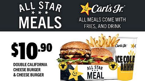 Carls Jr All Star Meals 2 Burgers 1 Fries 1 Drink Starting From
