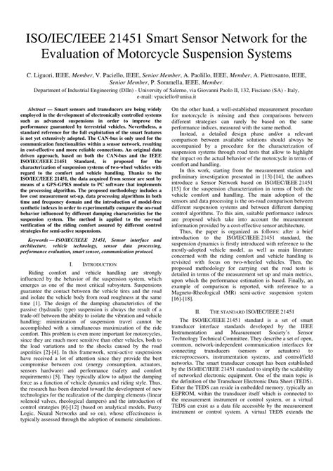 Pdf Isoiecieee 21451 Smart Sensor Network For The Evaluation Of Motorcycle Suspension Systems