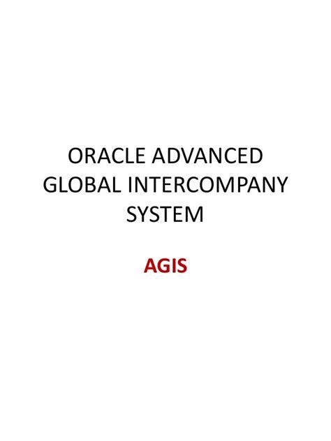 Oracle Advanced Global Intercompany System