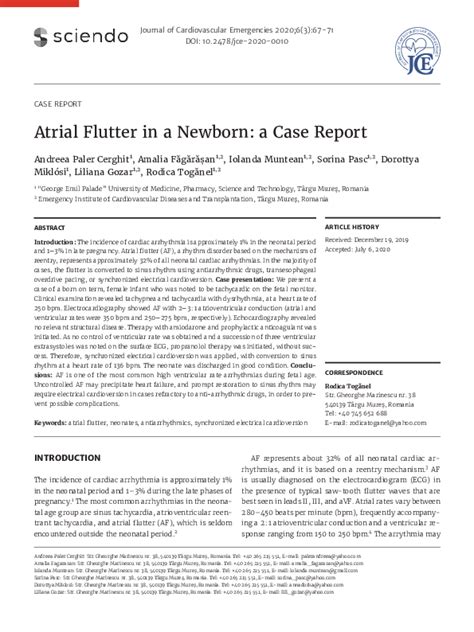 Pdf Atrial Flutter In A Newborn A Case Report