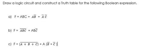 Solved Draw A Logic Circuit And Construct A Truth Table For Chegg