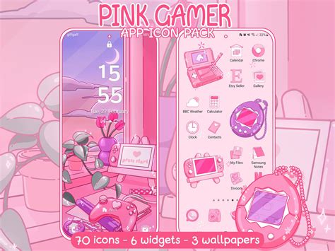 Pink Gamer Icon Pack For Ios Android And Tablet Wallpapers Widgets Cute Nostalgic App Theme