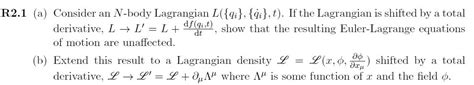 Solved Dt R A Consider An N Body Lagrangian L Qi Chegg