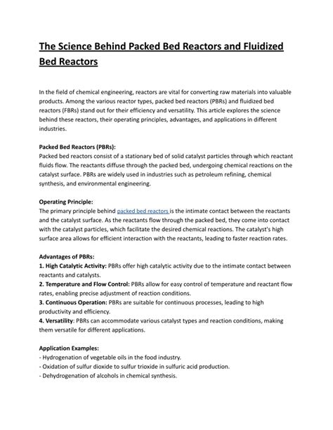 Ppt The Science Behind Packed Bed Reactors And Fluidized Bed Reactor Powerpoint Presentation