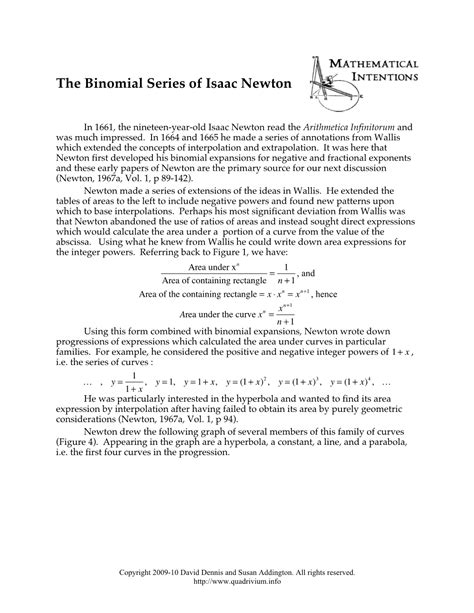 The Binomial Series Of Isaac Newton Docslib
