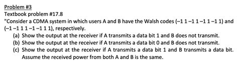 Solved Problem 3 Textbook Problem 178 Consider A Cdma