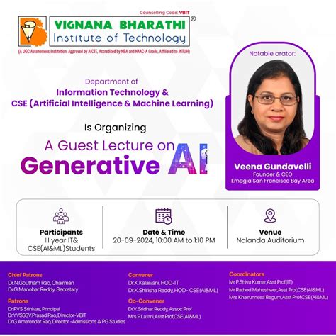 Vbit Guestlecture Generativeai Aiandml Techinnovation Itandcse It Futureofai