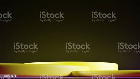 빈 노란색 플랫폼이있는 방의 정면보기3d 렌더링 3d 그림 0명에 대한 스톡 사진 및 기타 이미지 0명 개체 그룹 공휴일 Istock