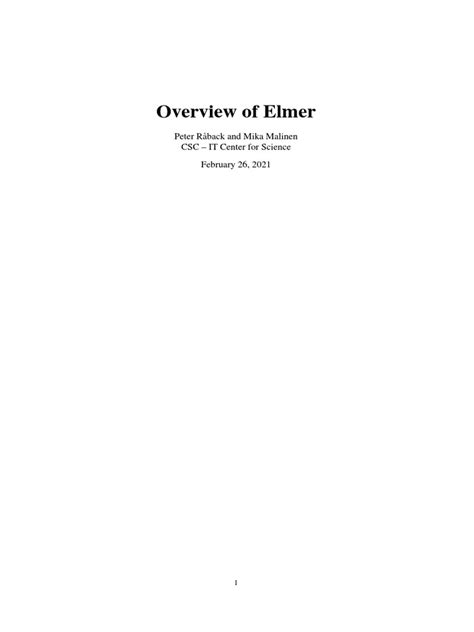 Elmer Overview Pdf Finite Element Method Source Code