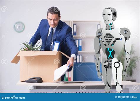 Concept Of Robots Replacing Humans In Offices Stock Image Image Of Intelligent Conflict