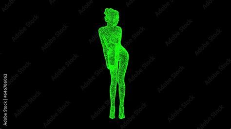 D Pinup Girl Rotates On Black Background Sexuality And Passion Concept Attractive Woman In