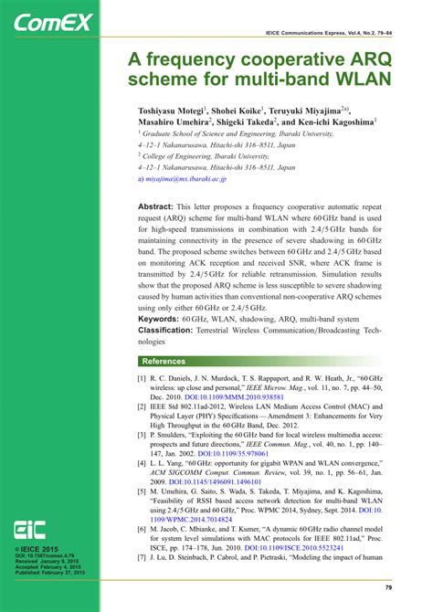Pdf A Frequency Cooperative Arq Scheme For Multi Band Wlan