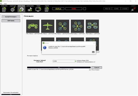 Missing File While Trying To Load Firmware In APM Using APM Planner V UnSupported