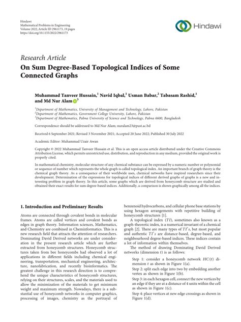 Pdf On Sum Degree Based Topological Indices Of Some Connected Graphs