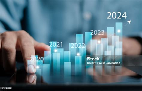 2024년 새해 경영 목표와 2024년 긍정적 지표 장기 투자를 위해 경제 동향 데이터를 분석하는 사업가 성공과 동기 부여를 위한 개발 2023년에 대한 스톡 사진 및 기타