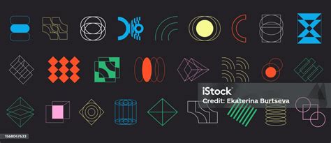 포스트 모던 레트로 추상 기하학적 모양 컬렉션 최소한의 바우 하우스 아이콘 간단한 그림 추상적인에 대한 스톡 벡터 아트 및 기타 이미지 추상적인 디자인 모던 양식