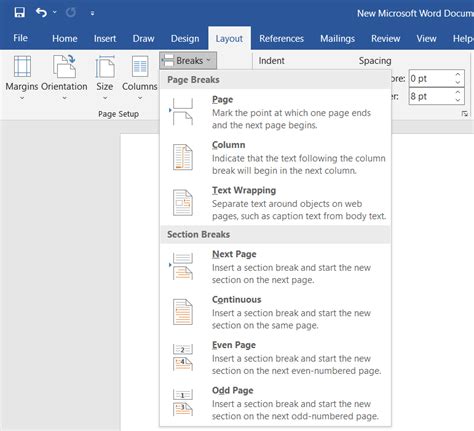 How To Insert Section Break In Microsoft Word