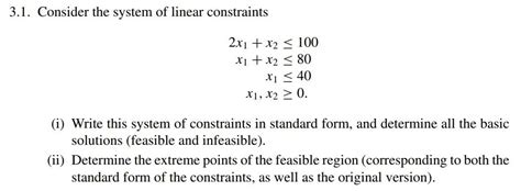 solved 3 1 consider the system of linear constraints