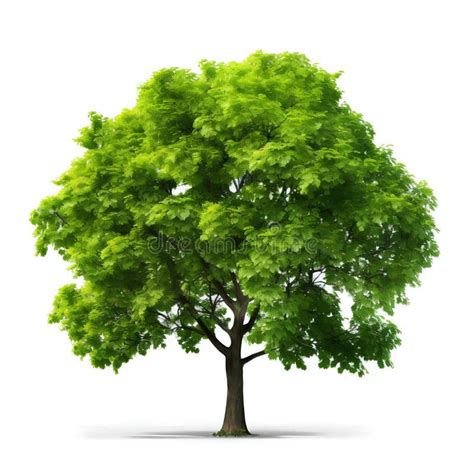 Lush Green Tree Isolated On White Background Generative Ai Stock