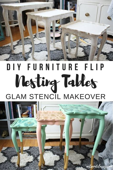 My Nesting Tables Diy Stencil Makeover Arts And Classy