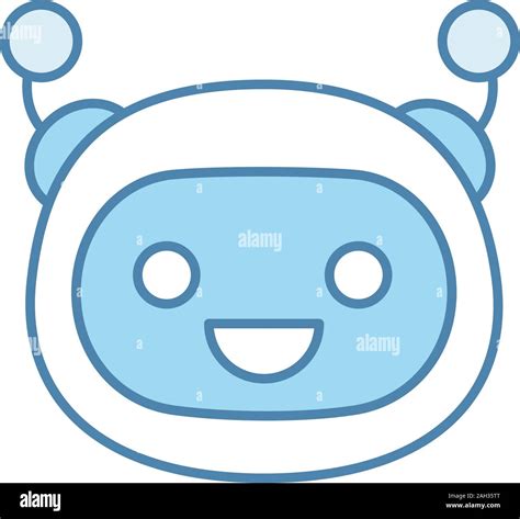 Laughing Robot Emoji Color Icon Happy Chatbot Smiley With Broad Smile And Open Eyes Chat Bot