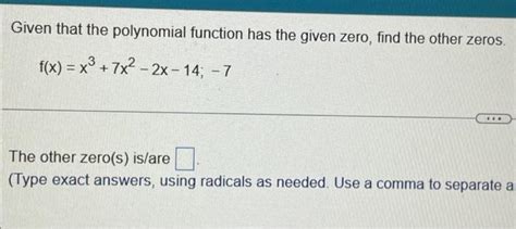 solved given that the polynomial function has the given