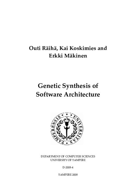 Pdf Genetic Synthesis Of Software Architecture