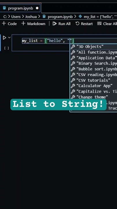 List To String Conversion In Python Shorts Programming Coding