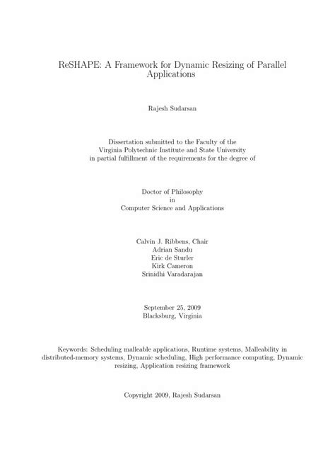 PDF ReSHAPE A Framework For Dynamic Resizing Of Parallel Dr