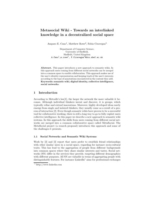 pdf metasocial wiki towards interlinked knowledge in a