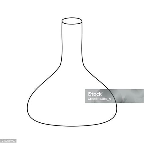 Conical Chemical Flask Doodle Style Flat Vector Outline For Coloring Book Stock Illustration
