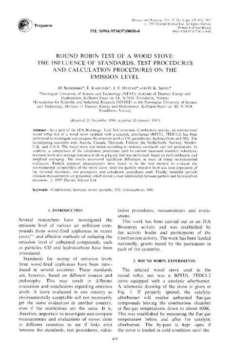 Pdf Round Robin Test Of A Wood Stove The Influence Of · Round