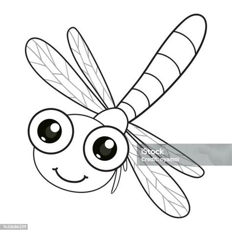 아이들을위한 색칠 공부 페이지 또는 책 귀여운 잠자리 만화 흑백 곤충에 대한 스톡 벡터 아트 및 기타 이미지 곤충 교육 귀여운 Istock